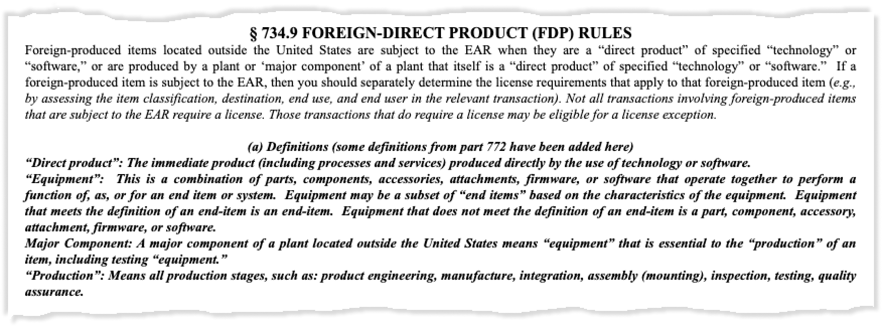 Unraveling the Foreign Produced Direct Product Rule (FDPR)